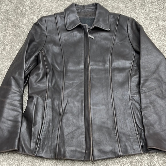 Avanti | Jackets & Coats | Avanti New York Dark Brown Leather Zip Up ...
